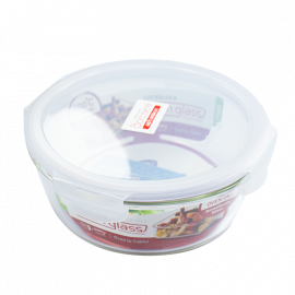 REPOSTERO HERMETICO DE VIDRIO REDONDO 13.3X6.7cm. 380ml.